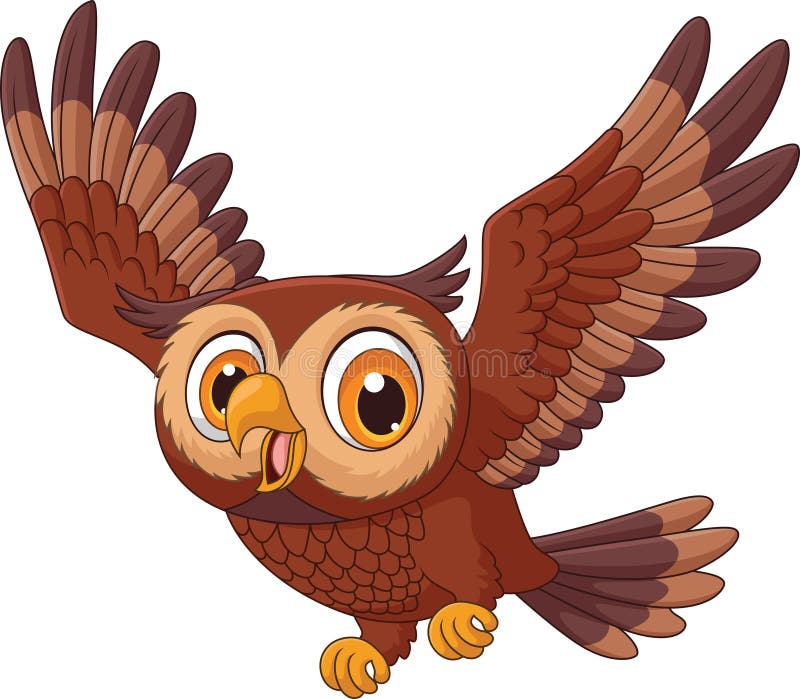 Illustration of Cartoon Brown Owl Flying Stock Vector - Illustration of ...