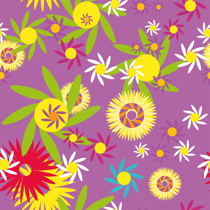 Colorful Floral Pattern with Flowers of Various Shape. Stock Vector ...