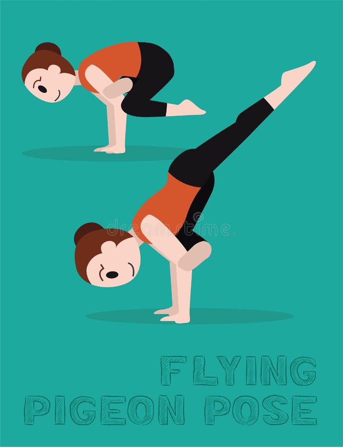 Yoga Flying Pigeon Pose Eka Pada Galavasana Cartoon Vector Illustration ...