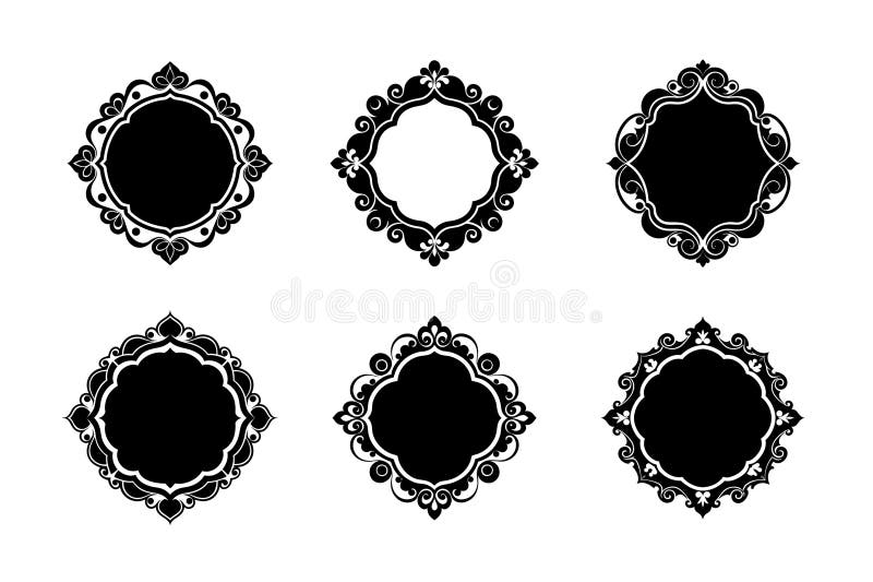 A Collection of Simple Ornate Frame Shape Silhouette Stock Vector ...