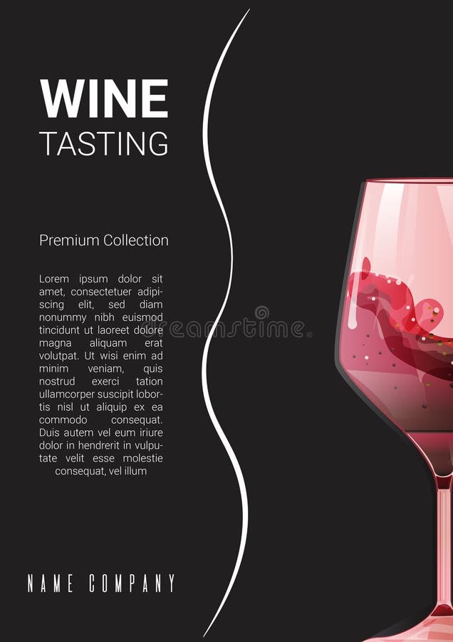 Wine List Design Template with Glass of Wine. Stock Vector ...
