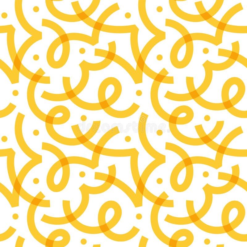 Fun Yellow Color Line Doodle Seamless Pattern Stock Vector ...