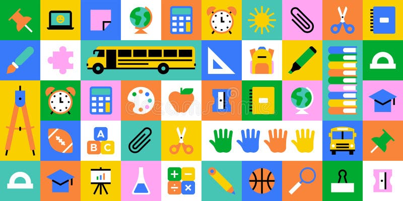 Colorful Back To School Geometric Seamless Pattern Stock Vector ...