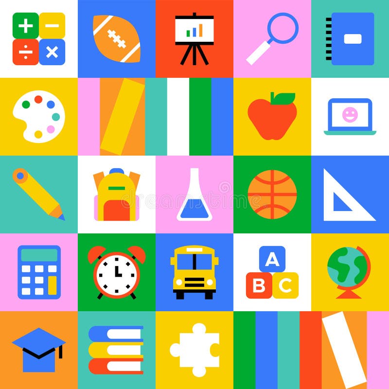 Colorful Back To School Geometric Seamless Pattern Stock Vector ...