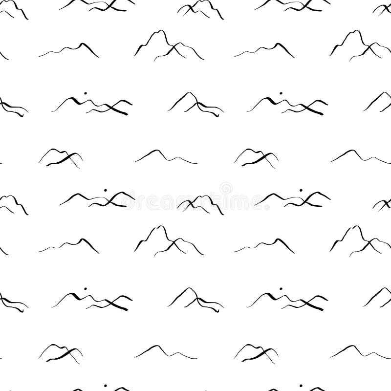 Abstract Black and White Landscape Seamless Pattern Stock Vector ...