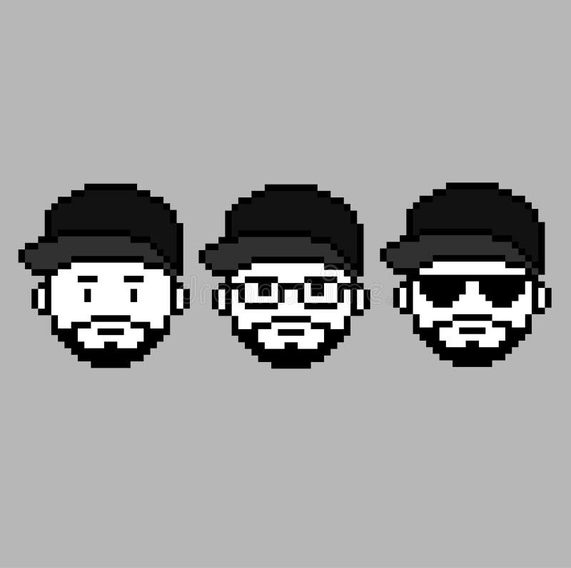 Male Pixel Art Character Logo Icon Vector. Pixel Art Cartoon. Stock ...