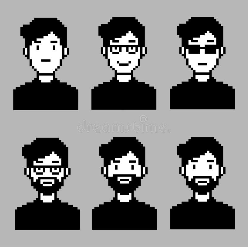 Male Pixel Art Character Logo Icon Vector. Pixel Art Cartoon. Stock ...