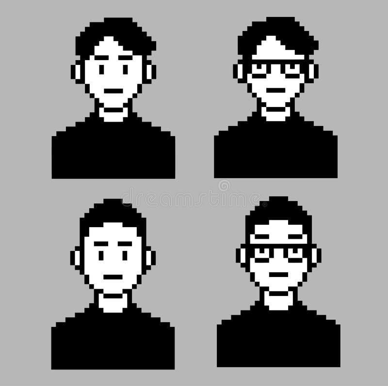 Male Pixel Art Character Logo Icon Vector. Pixel Art Cartoon. Stock ...