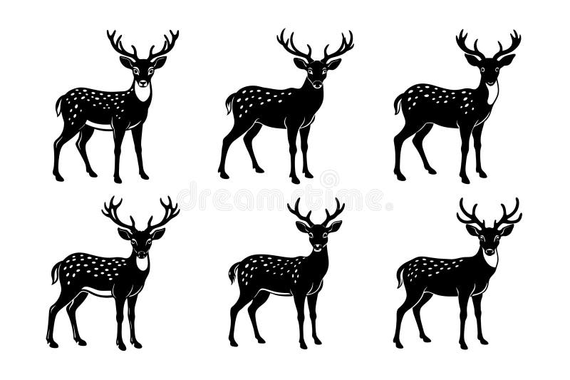 Fallow Deer Black Silhouette Vector Illustration Stock Vector ...