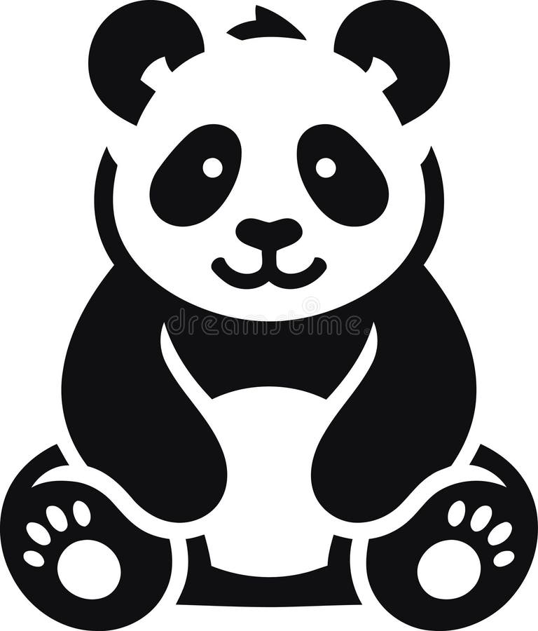 Panda Silhouette on Vector Illustration. Panda Icon, Panda Logo, Panda ...