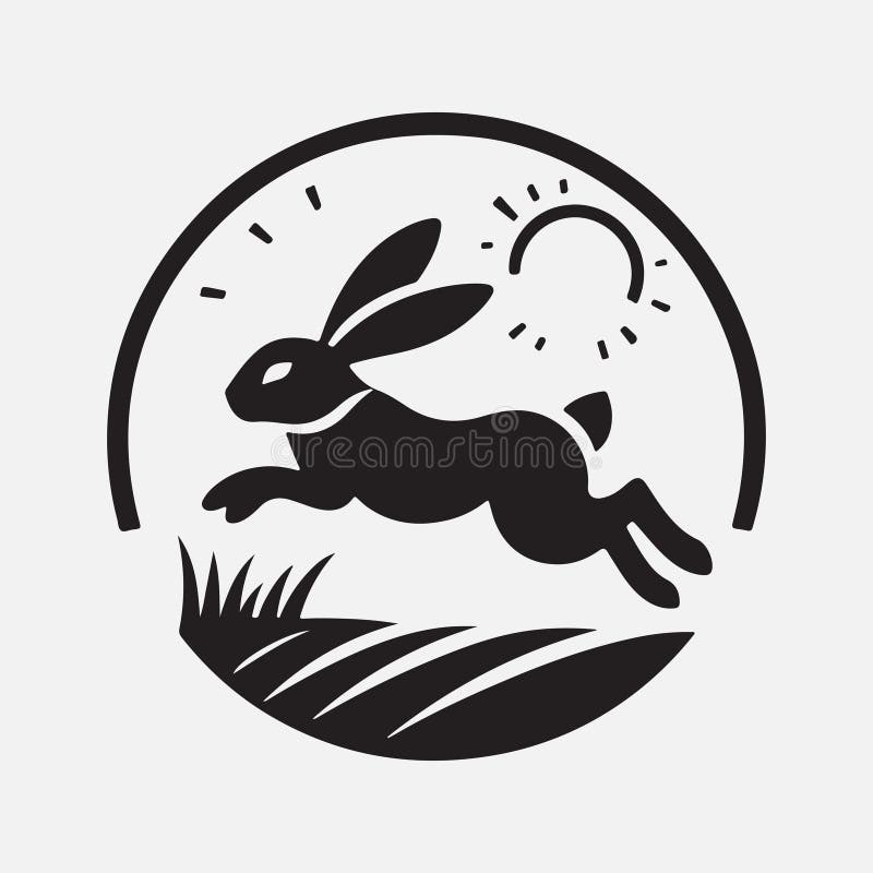 Dynamic Rabbit Jumping Silhouette Icon: Perfect for Modern Designs and ...