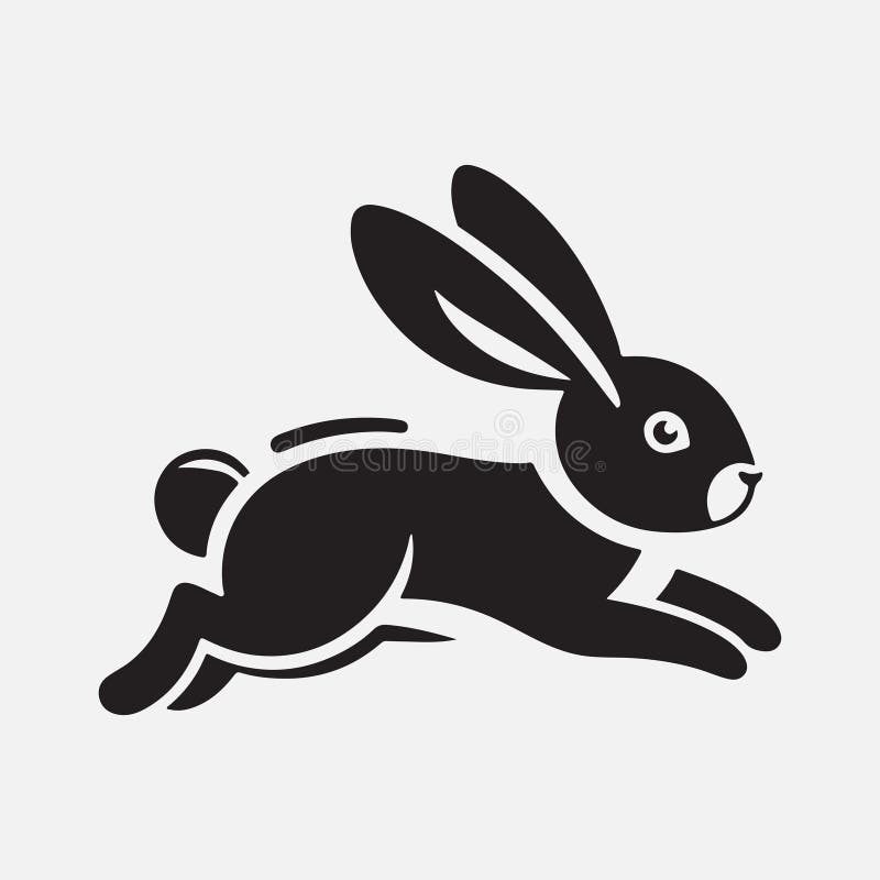 Dynamic Rabbit Jumping Silhouette Icon: Perfect for Modern Designs and ...