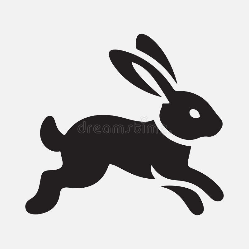 Dynamic Rabbit Jumping Silhouette Icon: Perfect for Modern Designs and ...