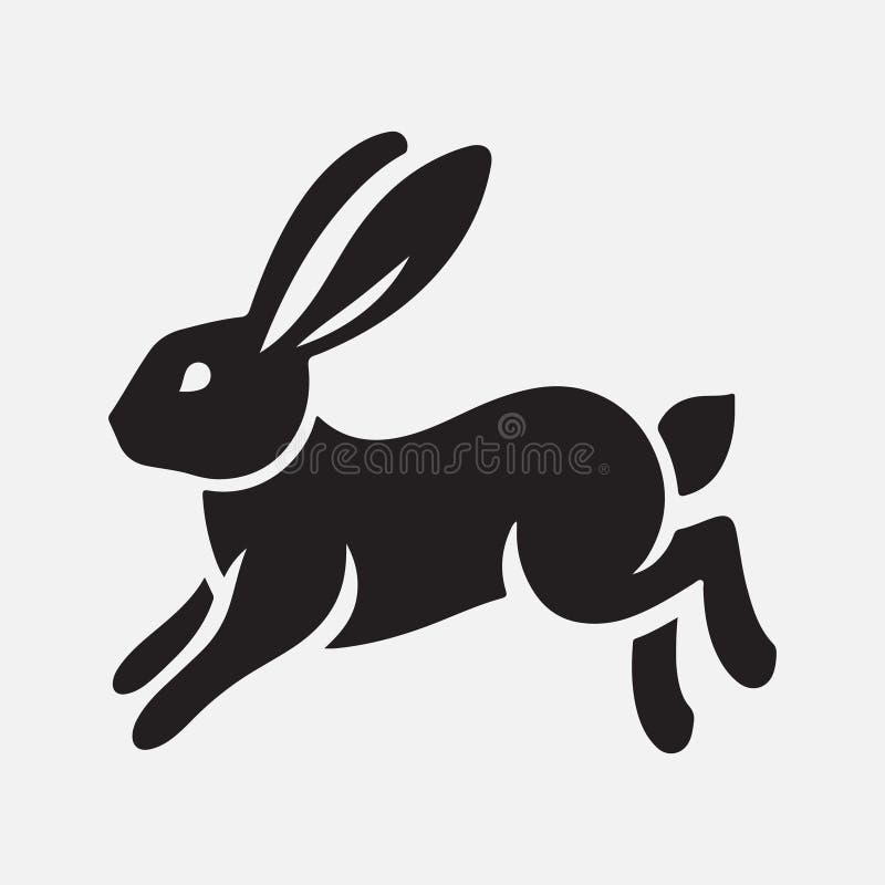 Dynamic Rabbit Jumping Silhouette Icon: Perfect for Modern Designs and ...
