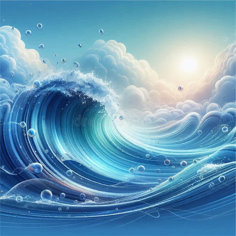 Stunning Ocean Wave Illustration with Vibrant Colors Stock Illustration ...