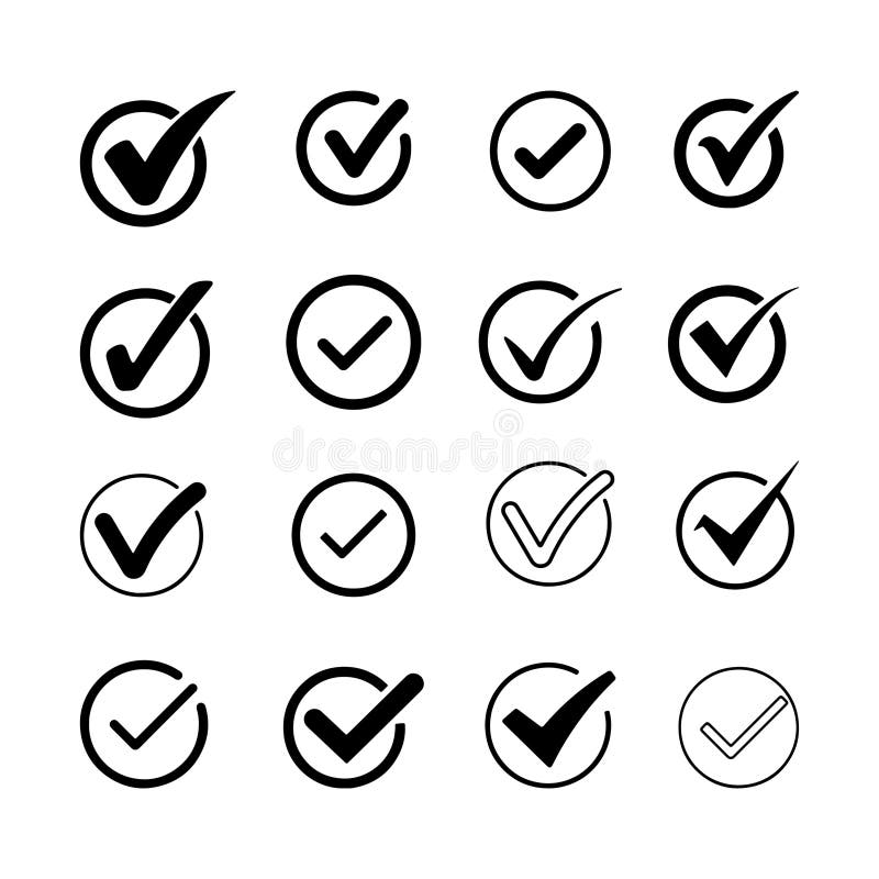 Vector Tick Check Mark Icon Set for White Background. Stock ...