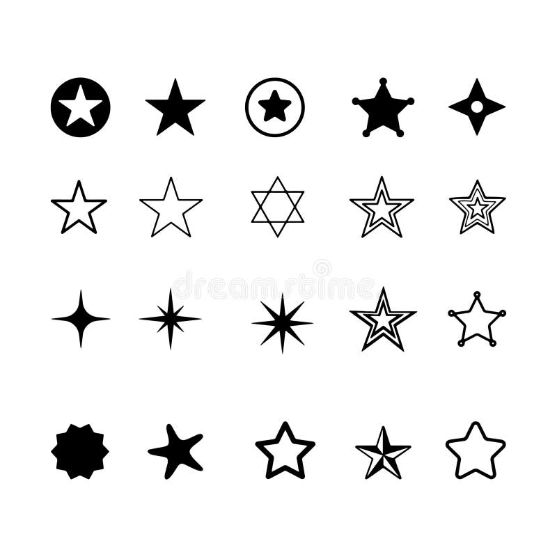 Stars Set Silhouette Icons. Rating Star Icon Stock Vector ...