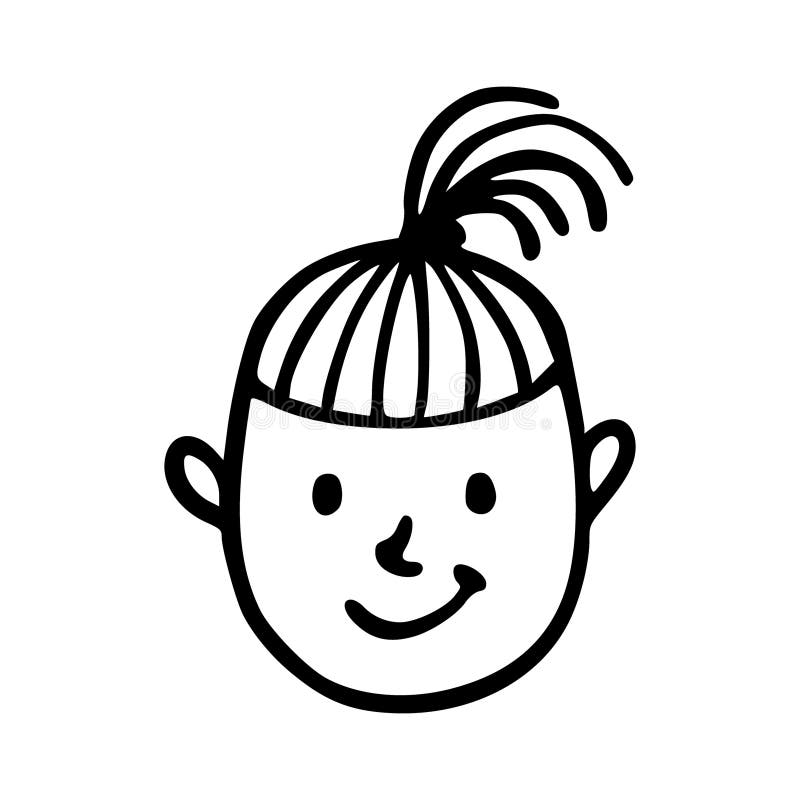 Doodle Children Head Cartoon Illustration Isolated in White Background ...