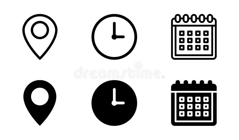 Address, Time, and Date Icon Vector. Stopwatch Timer Icon. Stock Vector ...