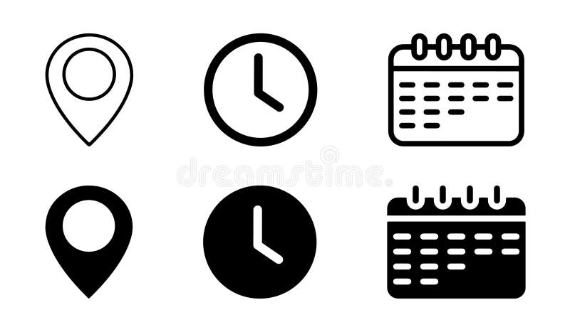 Address, Time, and Date Icon Vector. Stopwatch Timer Icon. Stock Vector ...