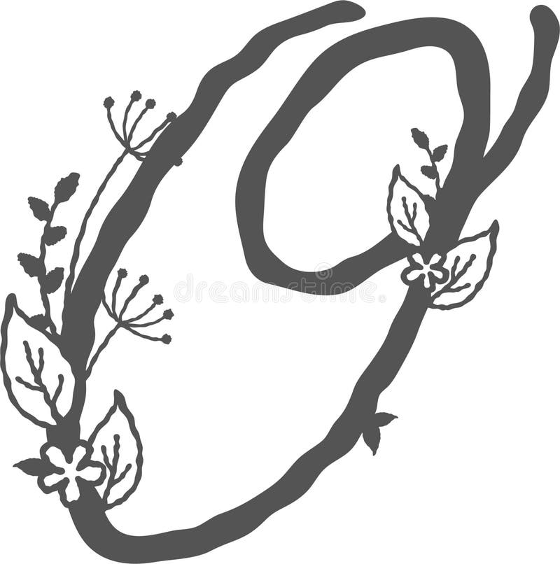 Floral Decorative Initial Alphabet Monogram Design in Elegant Number 0 ...