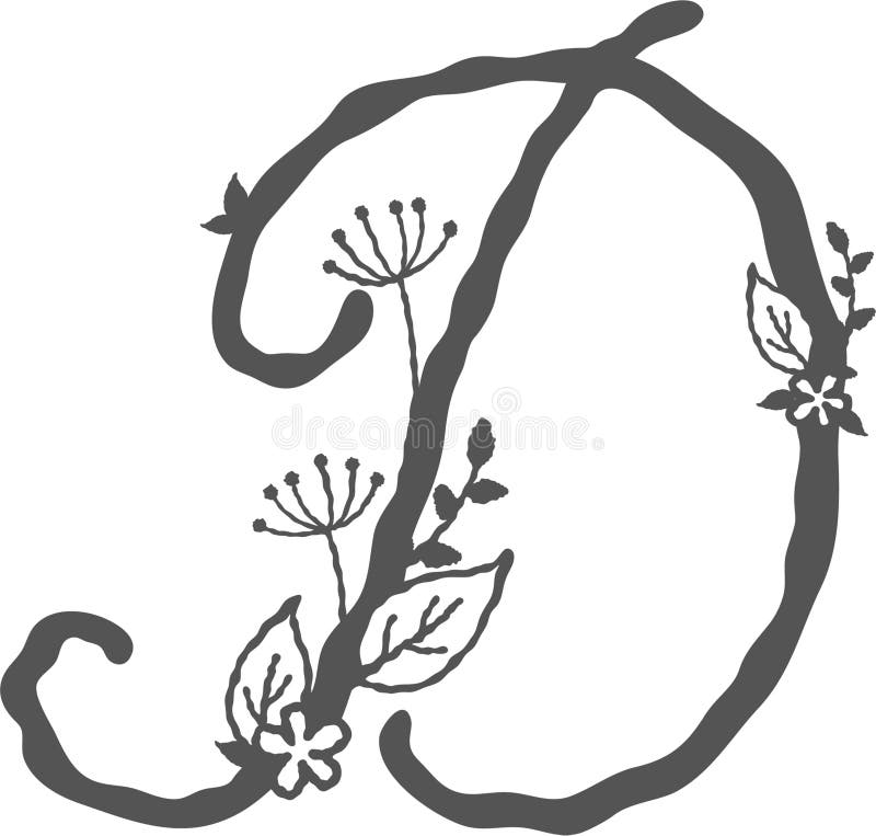 Floral Decorative Initial Alphabet Monogram Design in Elegant Capital ...