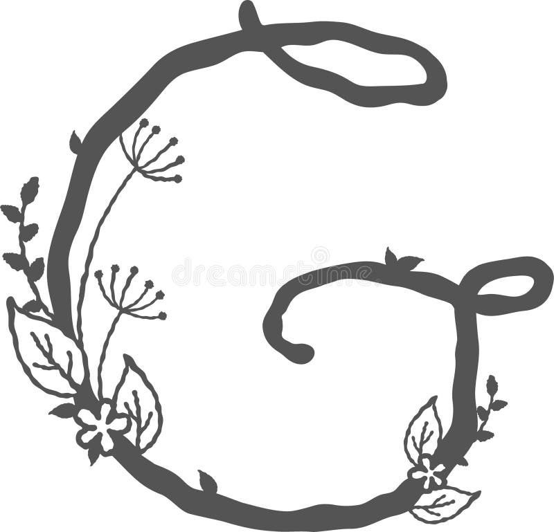 Floral Decorative Initial Alphabet Monogram Design in Elegant Capital ...