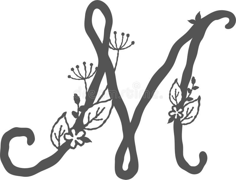 Floral Decorative Initial Alphabet Monogram Design in Elegant Capital ...