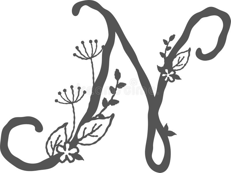 Floral Decorative Initial Alphabet Monogram Design in Elegant Capital ...