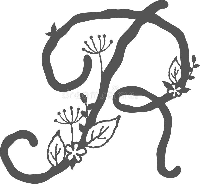 Floral Decorative Initial Alphabet Monogram Design in Elegant Capital ...