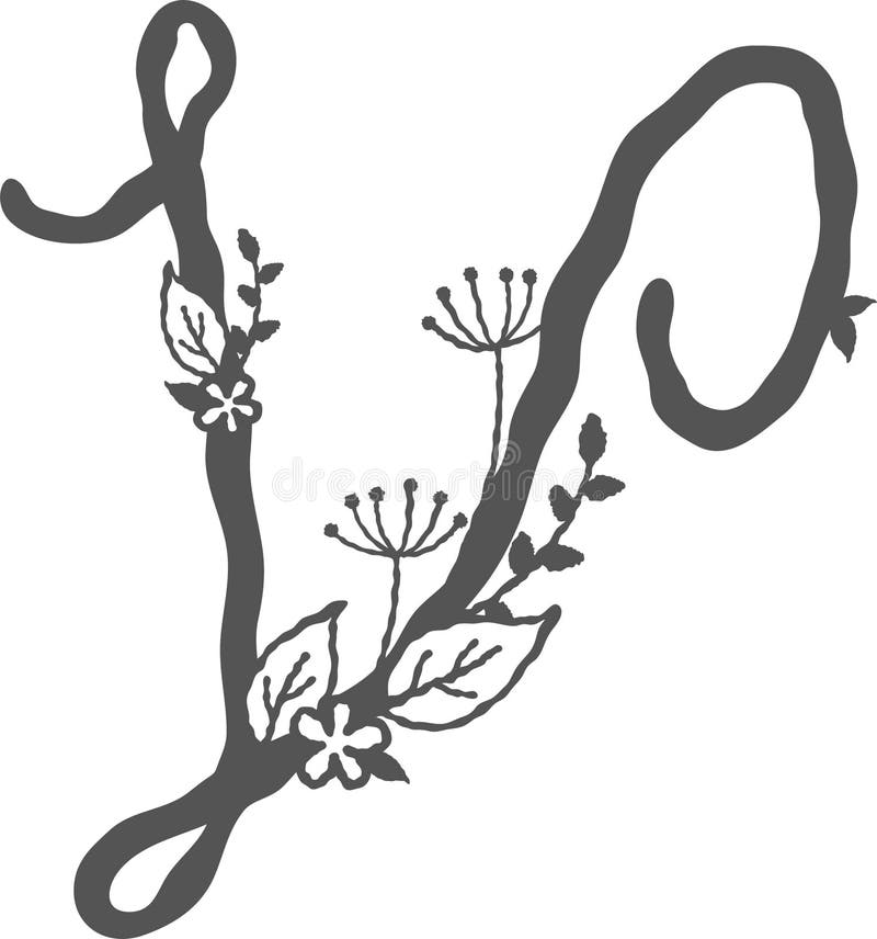 Floral Decorative Initial Alphabet Monogram Design in Elegant Capital ...