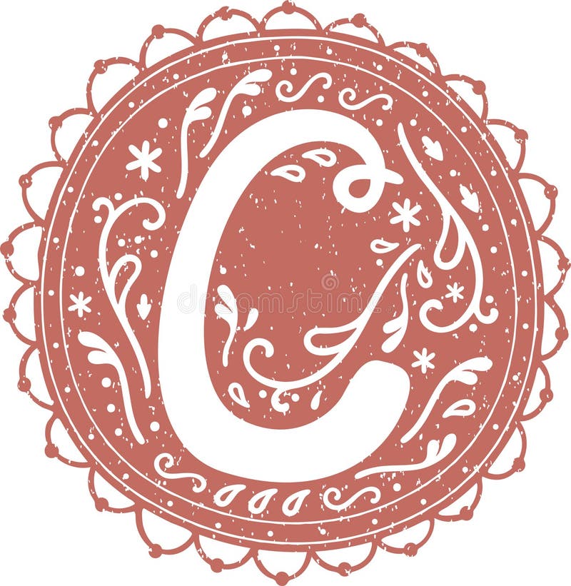 Decorative Floral Monogram in European Old Folk Design Alphabet C Stock ...