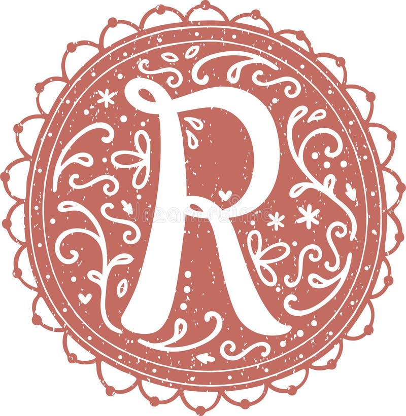 Decorative Floral Monogram in European Old Folk Design Alphabet R Stock ...