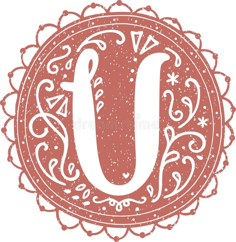 Decorative Floral Monogram in European Old Folk Design Alphabet U Stock ...