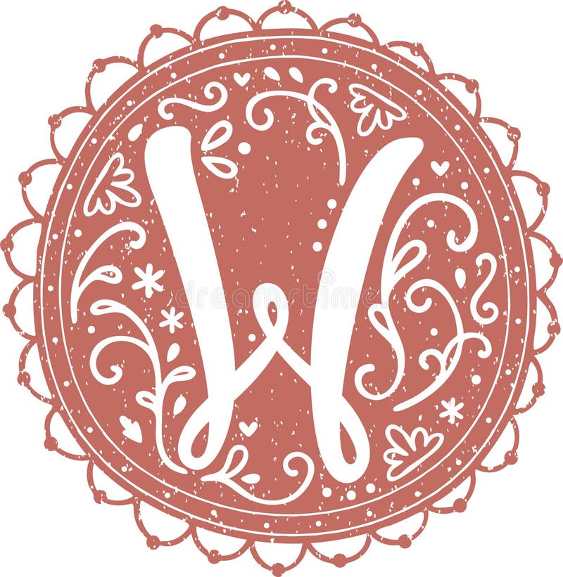Decorative Floral Monogram in European Old Folk Design Alphabet W Stock ...
