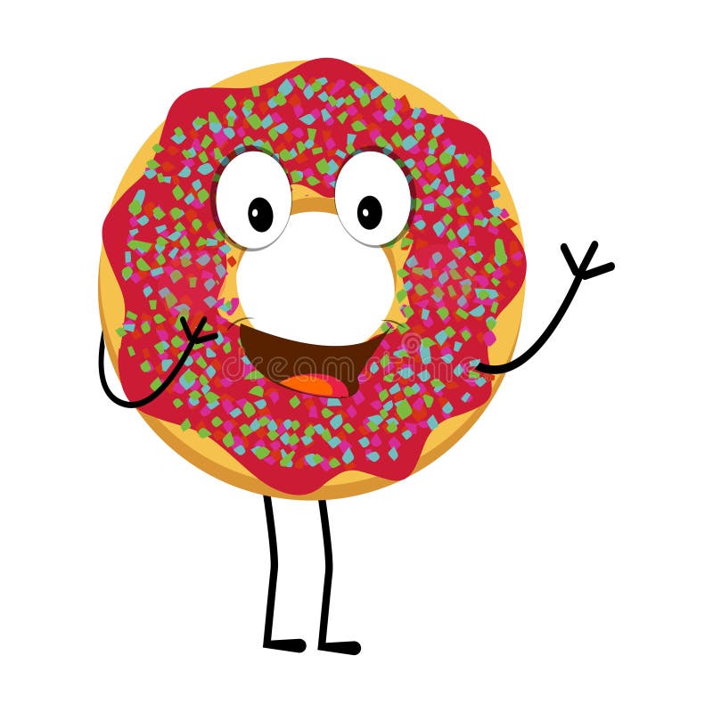 Donut Mascot, Vintage Cartoon Styled Retro Vector Illustration, Cute ...