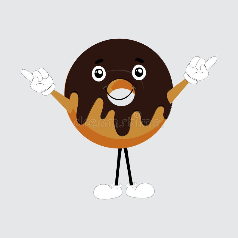 Donut Mascot, Vintage Cartoon Styled Retro Vector Illustration, Cute ...