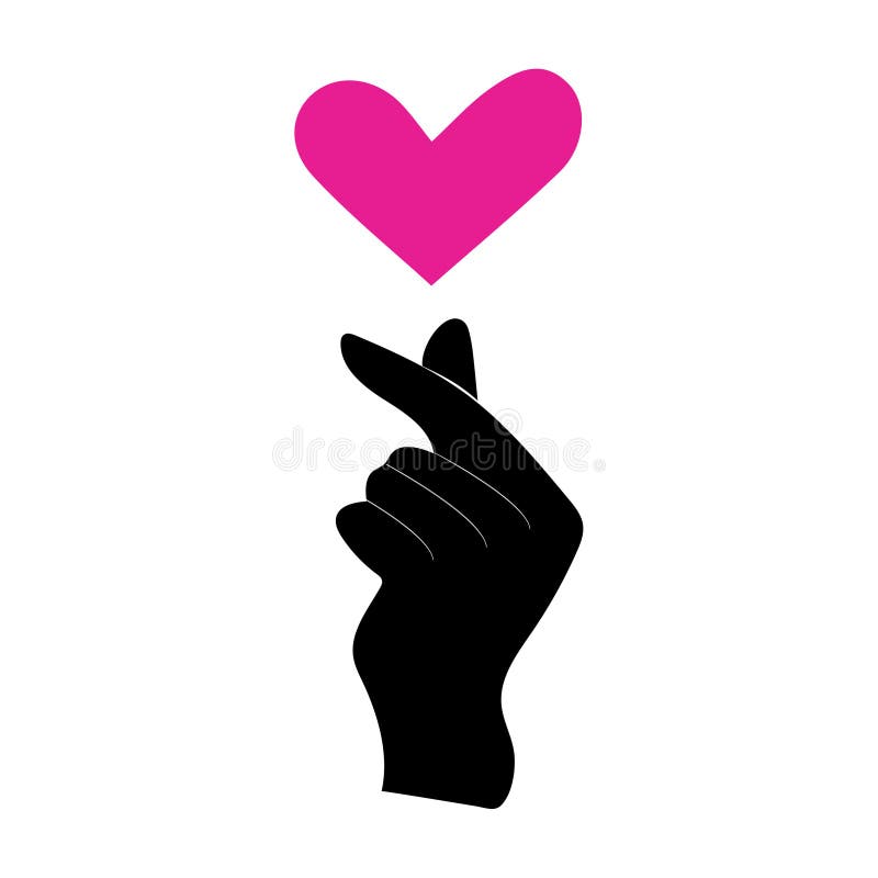 Finger Heart Icon. Korean Love Sign. I Love You Hand Gesture Stock ...