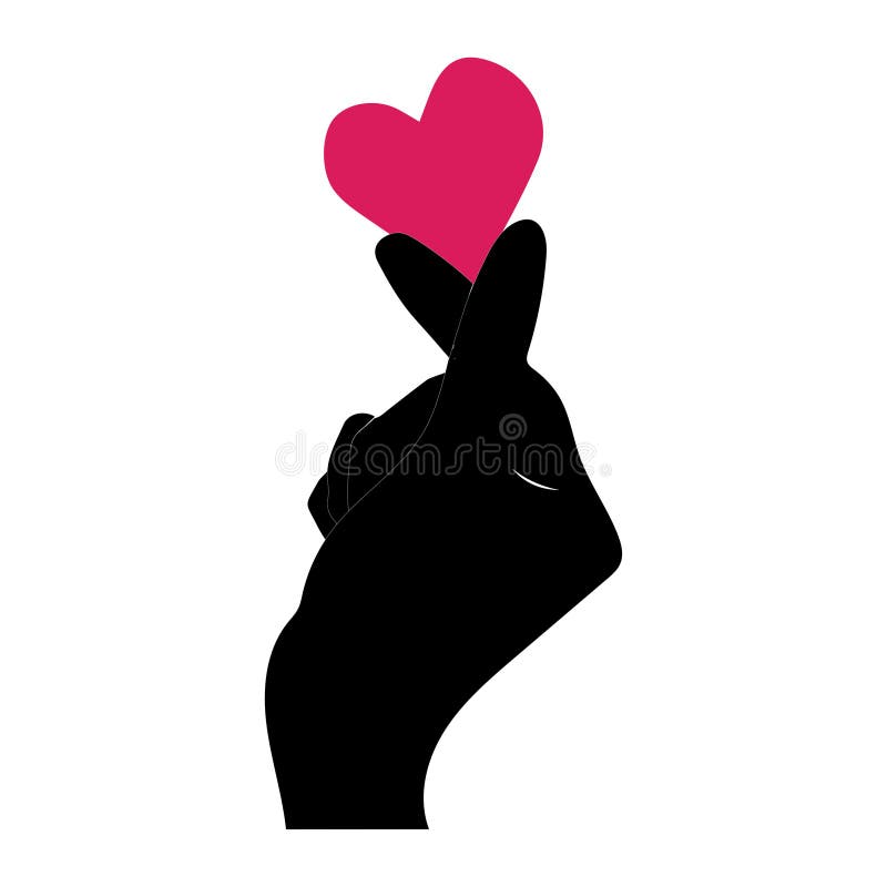 Finger Heart Icon. Korean Love Sign. I Love You Hand Gesture Stock ...