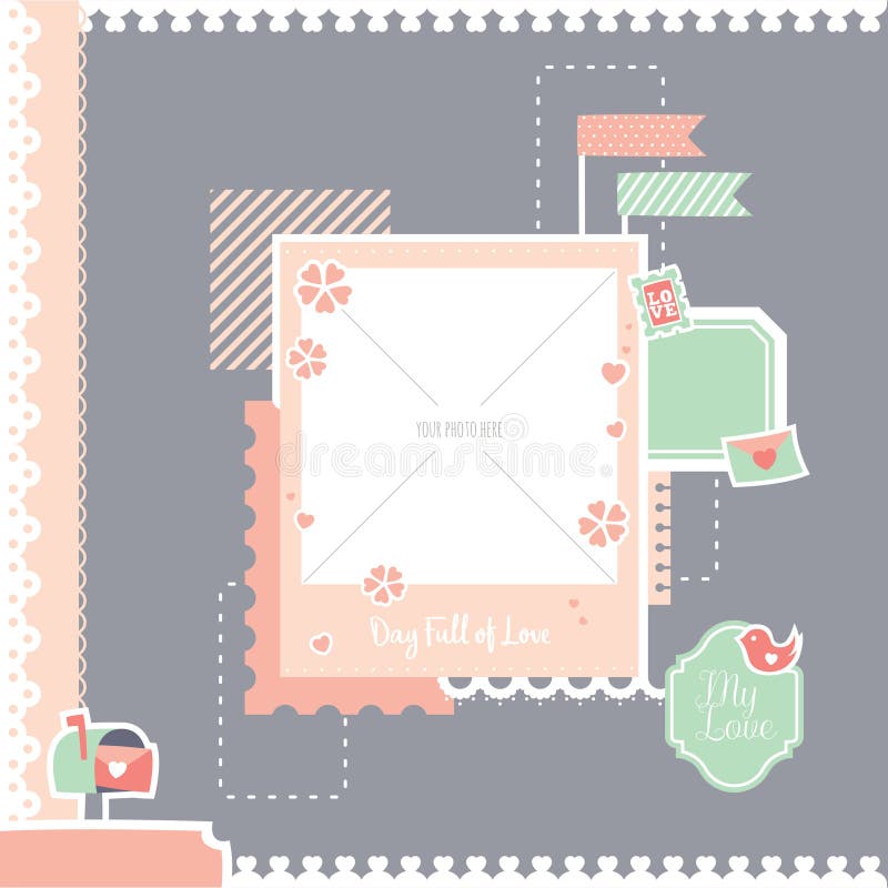 Lovely Digital Scrapbook Template Series with Editable Journal Diary ...