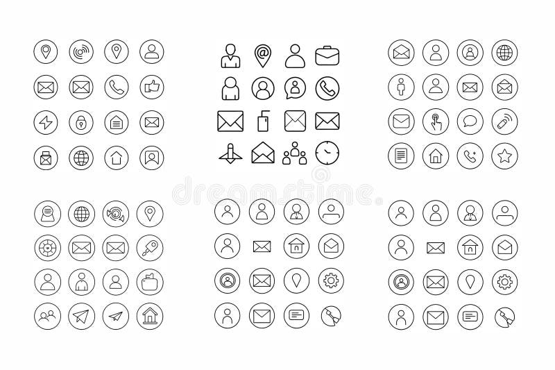 A Set of 16 Icons for-circle-containing Stock Illustration ...
