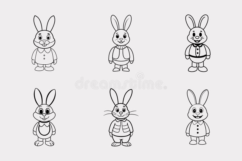 Cute Cartoon Illustration of a Rabbit with Clothes Stock Illustration ...