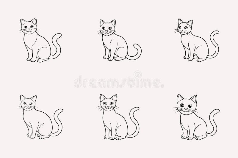 A cute line art cat stock illustration. Illustration of modern - 324967258