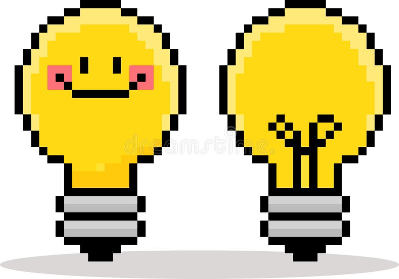 Pixel Art Light Bulb Vector Game 8 Bit Lamp Icon Logo. Stock Vector ...