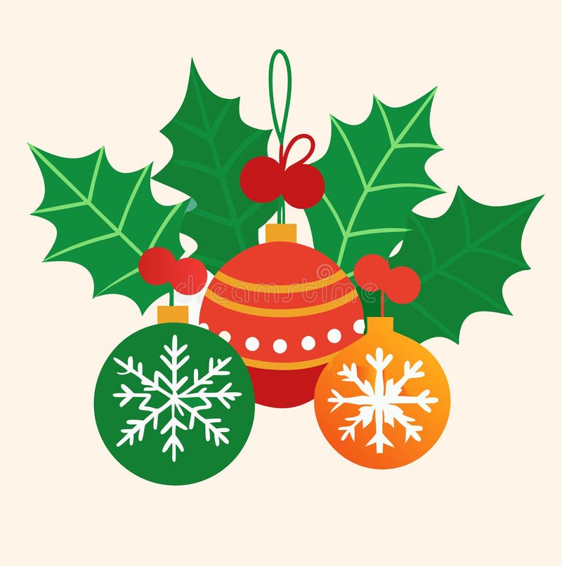 Christmas Balls and Leaf Vector Art Stock Vector - Illustration of ...
