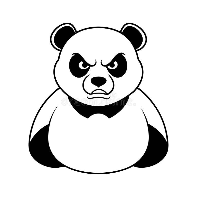 Black and White Angry Panda Vector Illustration. Stock Illustration ...