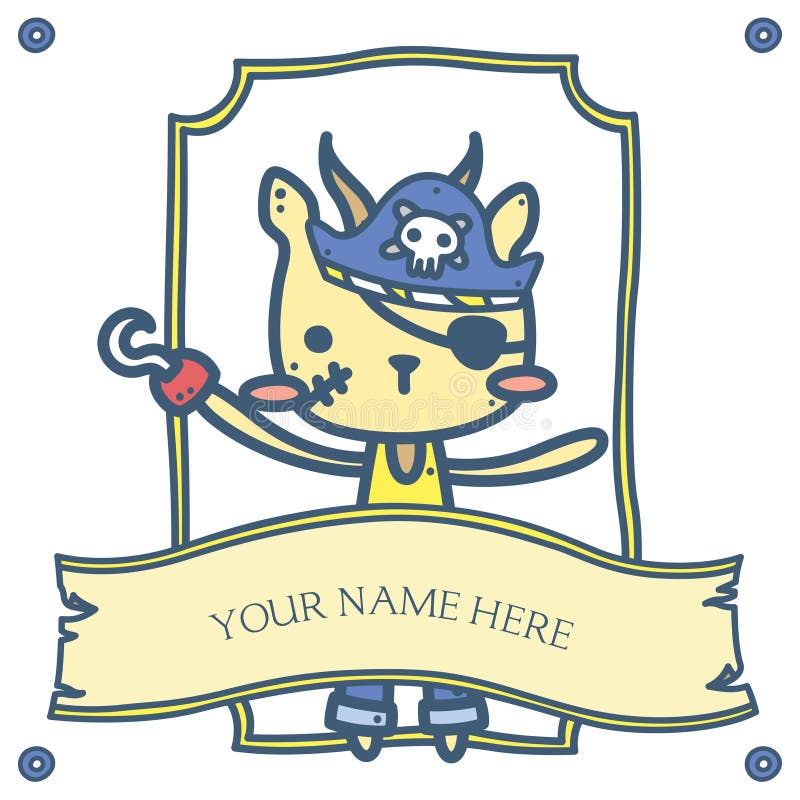 Cute Fun Pirate Ship Captain and Crew Member Character with Name Banner ...