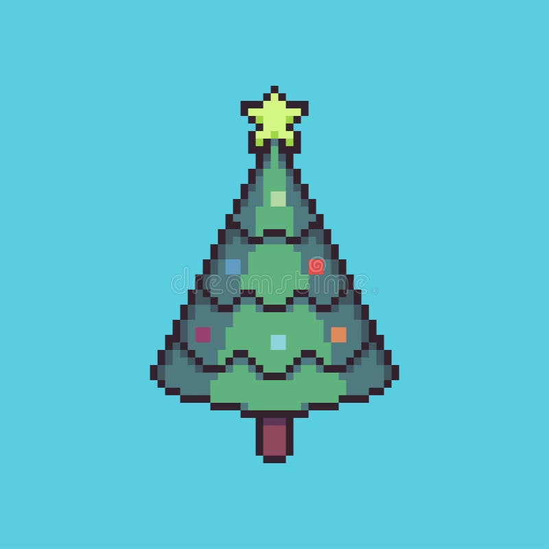 Pixel Art Christmas Tree Illustration Vector for Game Stock ...