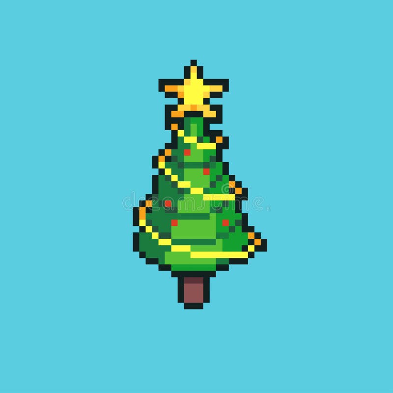 Pixel Art Christmas Tree Illustration Vector for Game Stock Vector ...