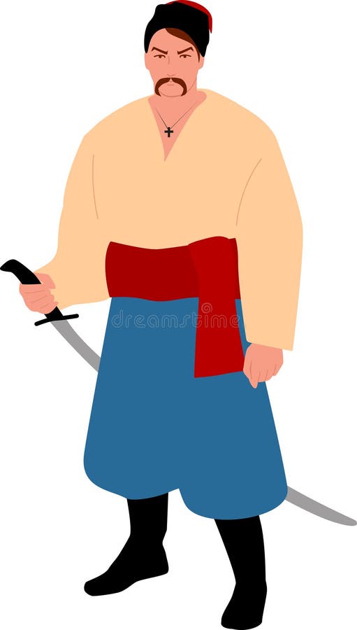 Ukrainian Kozak with a Saber in Traditional Clothes. Stock Vector ...